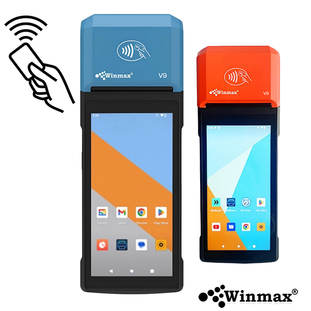เครื่องขายหน้าร้านแบบพกพา พร้อมเครื่องพิมพ์ใบเสร็จในตัว Android POS Winmax-V9